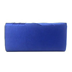 U-Story Womens Satin Pleated Evening Clutch Rhinestone Wedding Prom Purse Handbag (Royal Blue)