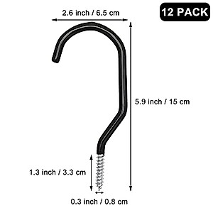 Menecor 12PCS Heavy Duty Bike Storage Hooks Bicycle Wall Mounted Hooks Large Screw Hooks for Wall,Ceiling