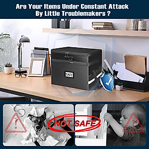 File Box with Lock, 2 Layers Fireproof Document Box, Waterproof Portable File Storage Organizer, 36 Pockets Fire Resistant File Box Organizer,Adjustable Handle for Hanging Letter/Legal Folder
