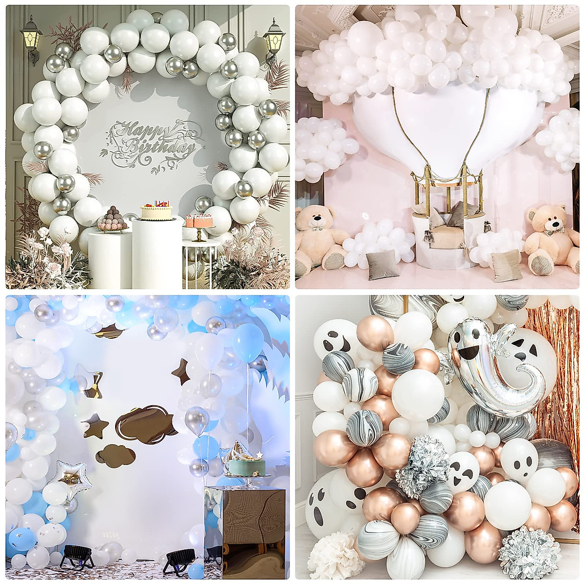 RUBFAC 87pcs White Balloons Different Sizes 18 12 10 5 Inches for Garland Arch, Premium Party Latex Balloons for Birthday Party Wedding Anniversary Baby Shower Party Decoration