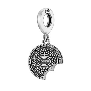 Cream Cookie Milk Biscuit 925 Sterling Silver Charm Bead For Pandora & Similar Charm Bracelets or Necklaces
