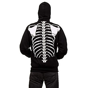 Calhoun Men's Glow in The Dark Skeleton Costume Zip Hoodie (Black, X-Large)