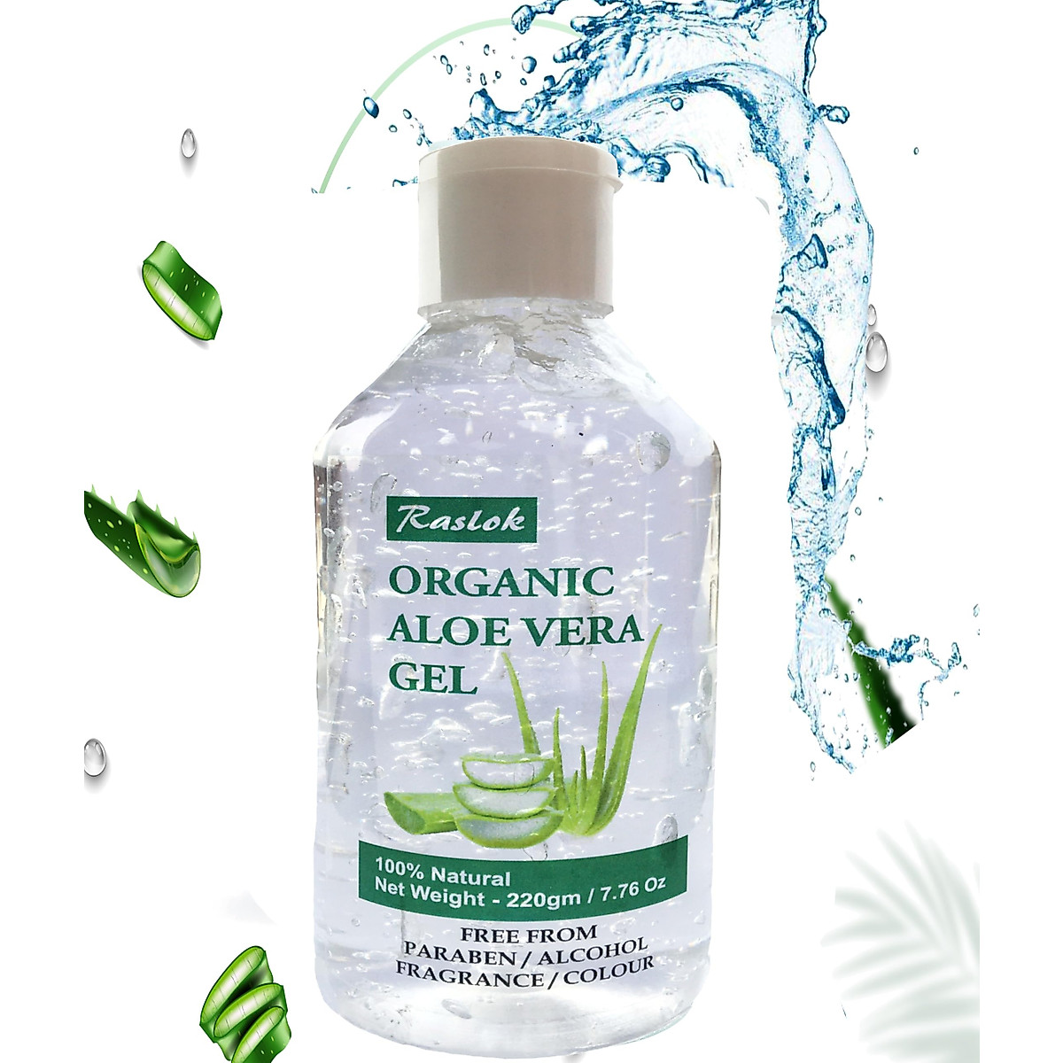 Raslok Aloe Vera Gel | 100% Pure Natural Aloe Gel For Moisturizing Face Skin & Hair Care,Durable Moisturizing Hydrating Soothing, Non-Sticky (7.76 OZ)