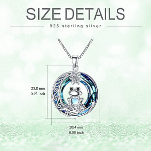 POTOPYY Frog Necklace S925 Sterling Silver Crystal Frog Pendant Cute Frog Lotus Moonstone Jewelry Gifts for Women Daughter Frog Lover Christmas Birthday Mothers Day