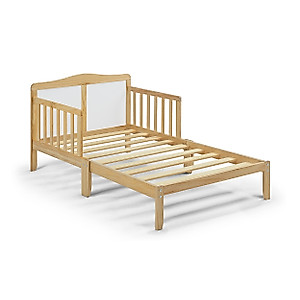 CITYLIGHT Toddler Bed Frame with Safety Guardrails, Solid Wood Toddler Bed for Kids, Boys & Girls, Easy to Assemble- Greenguard Gold Certified, Natural/White