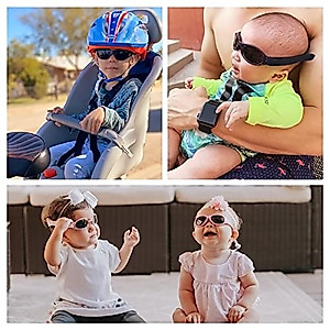 REAL SHADES Unbreakable Kids Sunglasses - 100% UV Protection and Shatterproof Lens with Adjustable Strap for Boys and Girls, Cherry Pink/Lime Green, Baby 0+