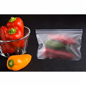 5 Pcs Reusable Food Storage Bags Large Size, BPA Free PEVA Reusable Freezer Bags, Reusable Ziplock Sandwich Bags, Silicone Food Bags, Reusable Snack Bags, Clear, GTM400VPP