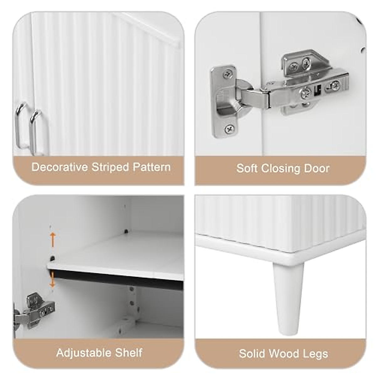 Merax, White 24" Bathroom Vanities Cabinet with Sink, Freestanding Multi-Functional Storage Organizer, Two Doors and Adjustable Shelves