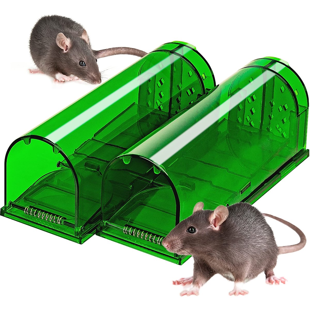 LULUCATCH Mouse Traps 2 Pack, Humane Mouse Trap, Live Catch Release with Super Glue Traps 6 Pack for Mice & Snakes, Larger, Heavier Sticky Traps with Non-Toxic Glue.