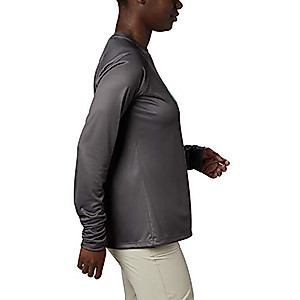 Columbia Women's Tidal Tee PFG Printed Medallion Long Sleeve Shirt, City Grey/New Mint, 2X