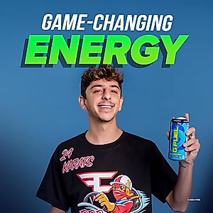 G Fuel Chug Rug Energy Drink, Sugar Free, Healthy Drinks, Zero Calorie, 300 mg Caffeine per Carbonated Can, Sour Blue Flavor, Focus Amino, Vitamin + Antioxidants Blend - 12 Pack