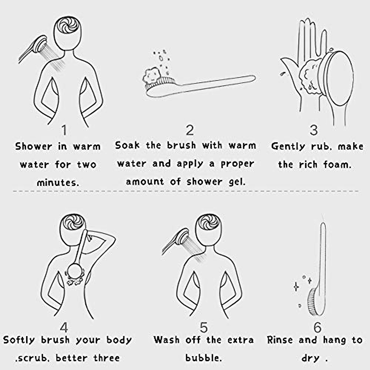 Ithyes Body Brush Dry Brushing Back Scrubber Shower Bath Brush Bamboo Wood Long Handle Natural Bristles exfoliating Massage Improve Blood Circulation Cellulite