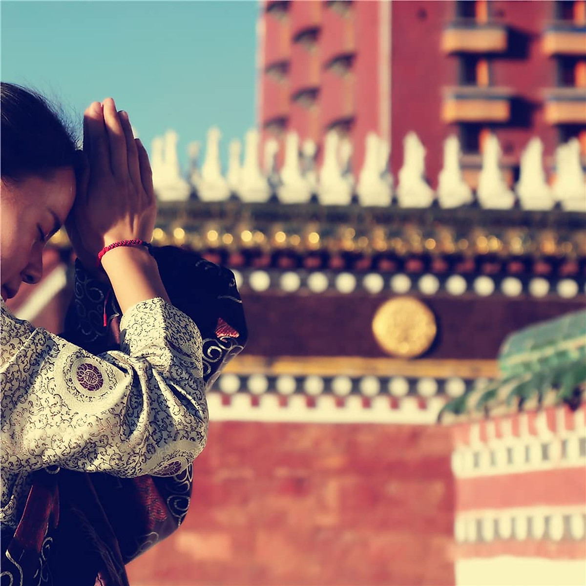 fytease 2PCS String Bracelets for Women Men Handmade Red Black Buddhist Tibetan Woven Rope Bracelet for Protection and Luck Friendship Bracelet