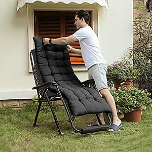 Ezcheer Oversized Zero Gravity Chair with Cushion, 31.5 inch Wide 400 lbs Weight Capacity, Lounge Chair for Outside with Cushion, Camping Beach Recliner Chair with Cup Holder & Head Pillow