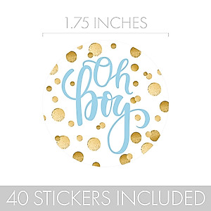 Blue and Gold It's a Boy Baby Shower Favor Stickers, 1.75 in. Thank You Stickers & Envelope Seals - 40 Labels