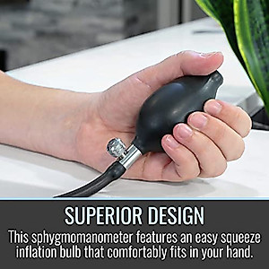 MABIS Precision Series Aneroid Sphygmomanometer Manual Blood Pressure Set with Calibrated, Nylon Cuff and Carrying Case, FSA HSA Eligible, Adult Large, Latex Free