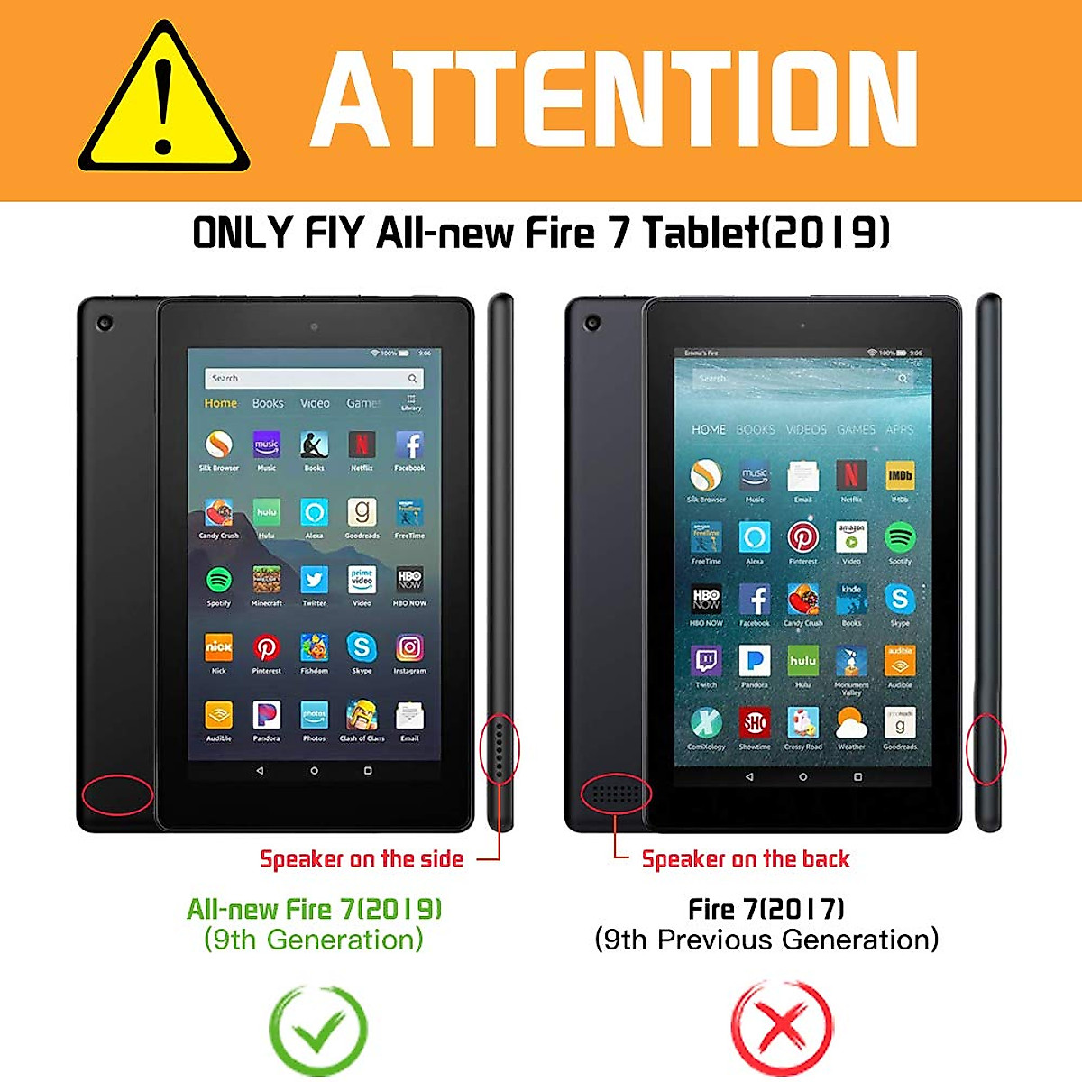 VORI Case for All-New Fire 7 Tablet (9th Generation, 2019 Release), Folio Smart Cover with Auto Wake/Sleep (Mandala Galaxy)