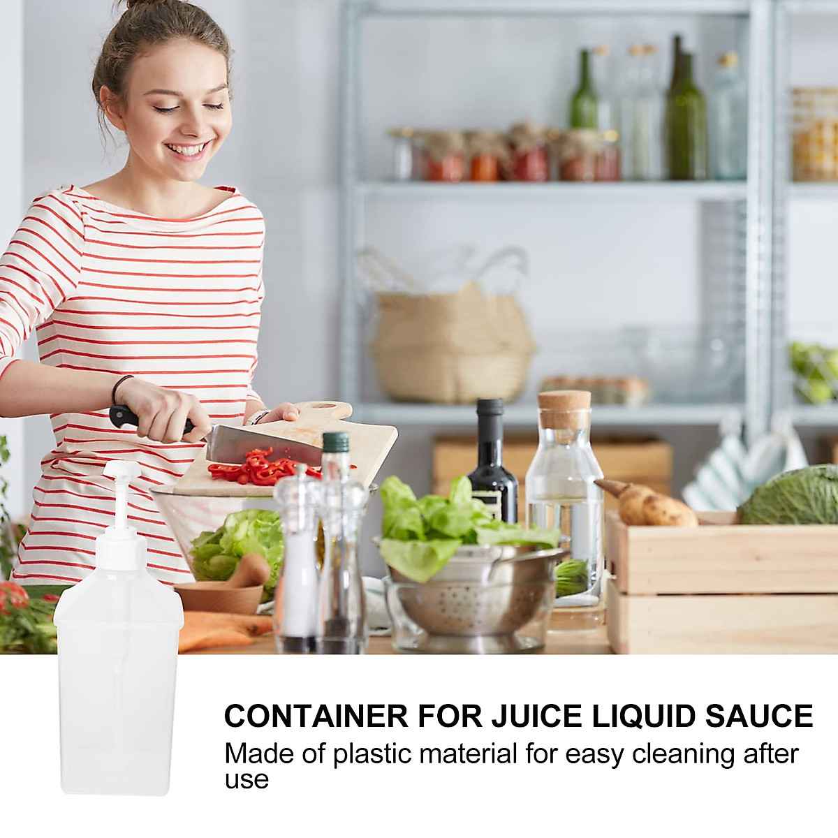 Cabilock 2PCS Plastic Squeeze Condiment Bottles Mason Jar Syrup Honey Dispenser Pump Bottle for Juice Ketchup Cookie Sauces 1100ML (White)