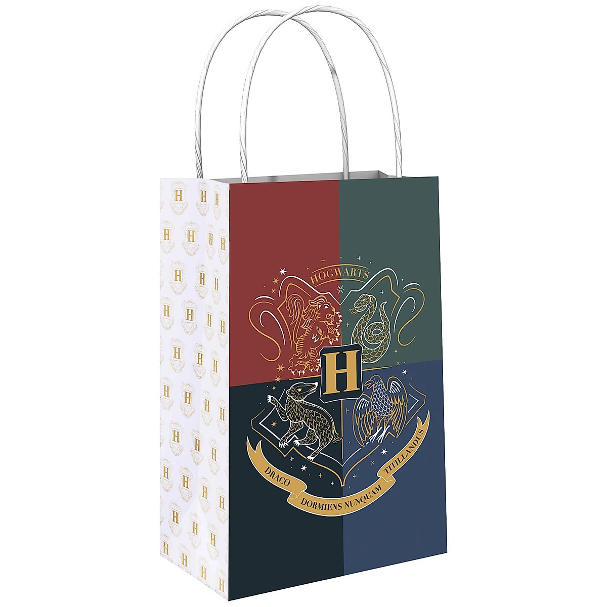 amscan Harry Potter Hogwarts United Paper Party Kraft Bags - 8.25" x 5.25" x 3" | Multi-color | Pack of 8