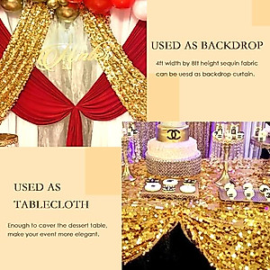 Big Payette Sequin Backdrop 4ftx8ft Gold Shimmer Backdrop Curtains Glitter Fabric Drapes for Birthday Party Baby Shower Decorations