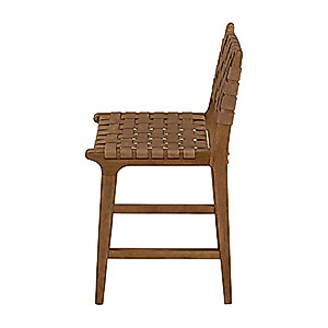 Ball & Cast HSA-1110-24B Home Kitchen Faux Leather Woven Counter-Height Barstool Set of 1, 24 inches, Brown