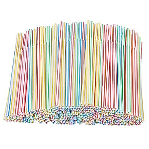 1000pcs Flexible straws,Plastic Drinking straws, 8" Long, Stripes Multiple Colors Straws ,suitable for various drinks, juice, milk, tea, cocktails, parties, daily use (1000pcs)