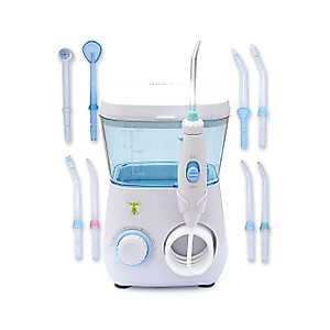 CRI Naturals Water Flosser - 8 Dental Tips, 10 Pressure Levels, 600 ML Reservoir for Gum & Tooth Health, Braces & Bridges, Professional Countertop Electric Dental Oral Irrigator
