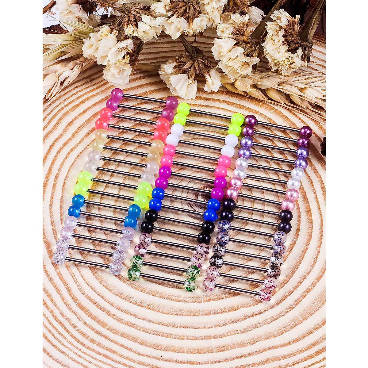 Cisyozi 16G Nipple Tongue Rings for Women Glow Drak Flexible Plastic Straight Stainless Surgucal Steel Tongue Nipple Barbell Bar Ring Nipplerings Shield Rings Retainer Piercing Jewelry Women Men 14mm