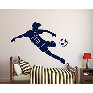 Custom Soccer Name Wall Decal- Nursery Wall Decals - Soccer Decals for Walls - (30Wx18H)