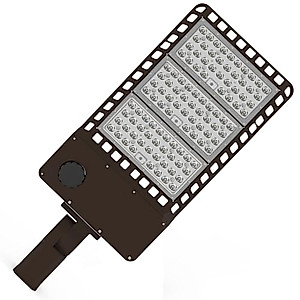 CHIUER 300W 480V High Efficiency Area Parking Lot Light Outdoor Street Lamp 170lm/w 5000K Daylight 277-480vAC Shoebox Fixture Replacement Pole Heads DLC Lighting Facts (Slip Fitter-2-3/8in A Bracket)