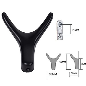 2 Pcs Black Horn Coat Hooks Wall Mounted, Heavy Duty Metal Double Wall Hooks for Hanging Coat Towel Hat etc, Great Modern Decoration Coat Hook for Bedroom Entryway Bathroom Wall Door,Large Load 40lb