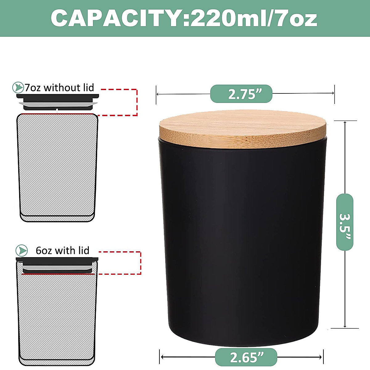 AMOTIE 12 Packs 7oz Candle Jars for Making Candles, Thick Glass Candle Jars with Bamboo Lid, Candle Making Kits Empty Candle Jars Bulk Candle Vessels Candle Labels Candle Tin - Crafting Supplies.…