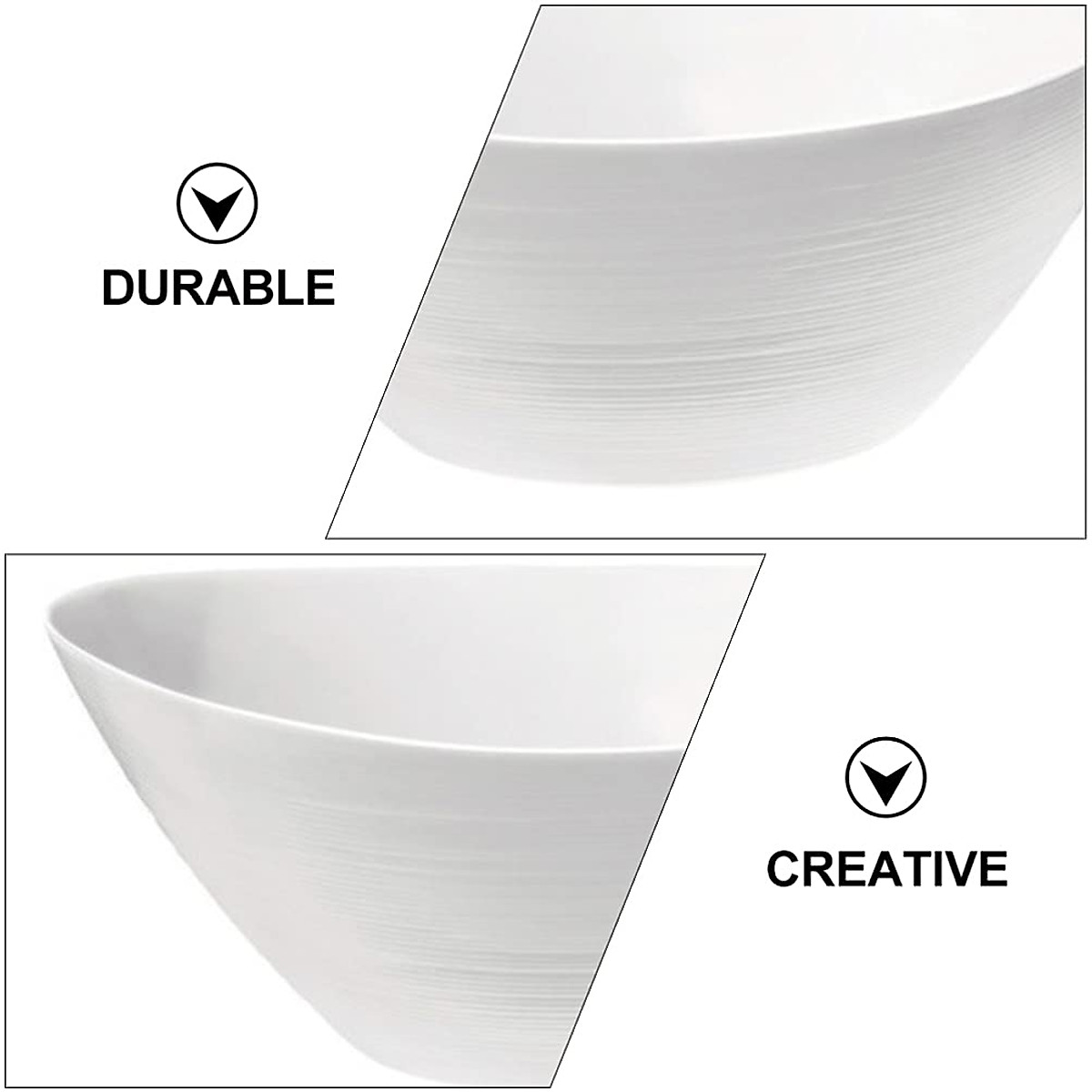 YARDWE White Pasta Serving Bowls Boat Shaped Bowl Toughened Glass Salad Bowl Heat Resistance Soup Bowl Small Side Dishes for Dessert Ice Cream