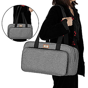 CURMIO Yarn Storage Bag, Knitting Tote Bag for Crochet Hooks, Knitting Project and Accessories, Ideal for Crochet Beginners and Knitting Lovers, Bag Only, Gray