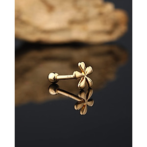 Jewseen 14K Solid Gold Cartilage Earring 16g Helix Earring Flower Cartilage Stud Tragus Piercing Jewelry for Women Conch Earring Stud Earrings Body Piercing Jewelry