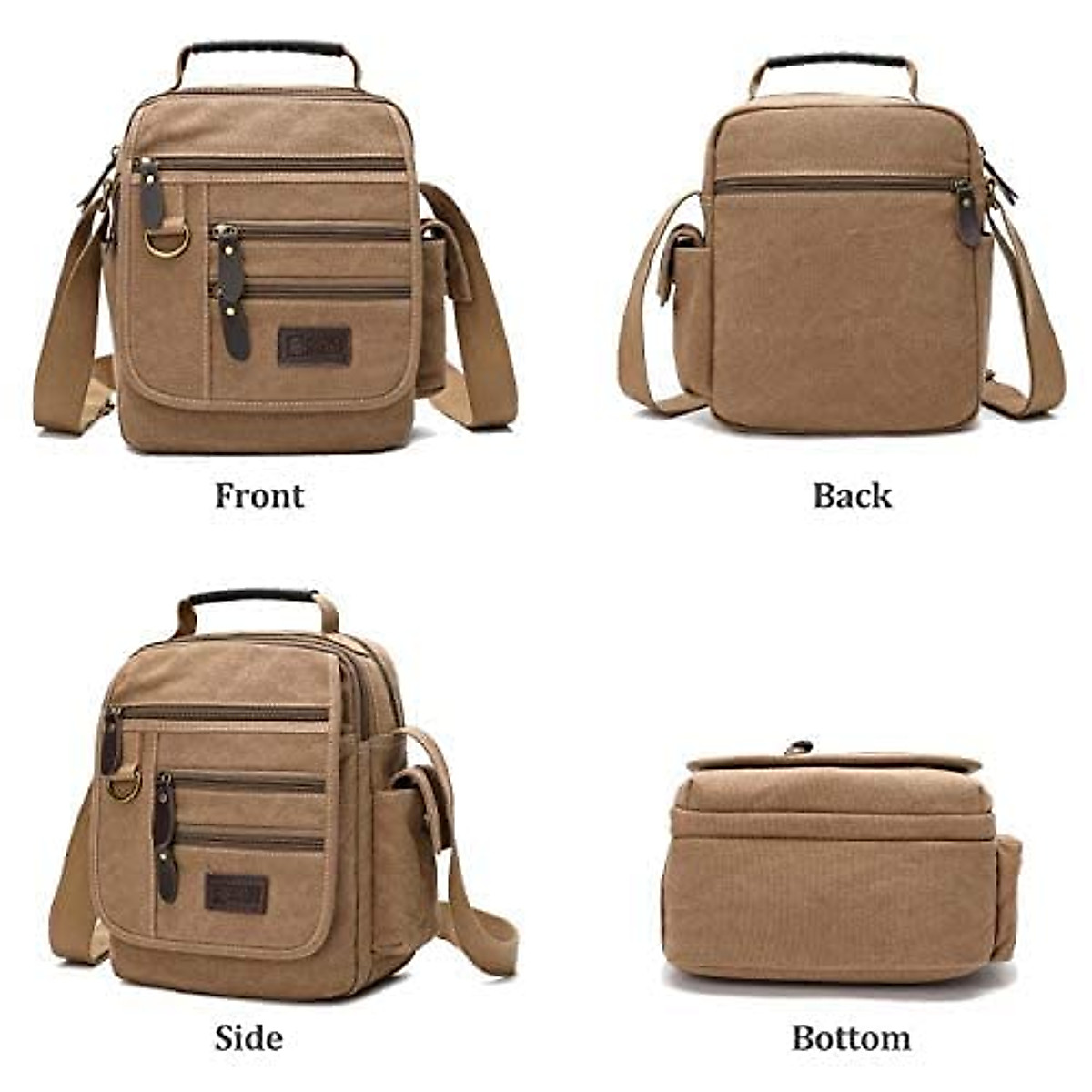 Sunsomen Mens bag Canvas Shoulder Bag Small Messenger Crossbody Bag Work Bag Vintage Multi-function (White)