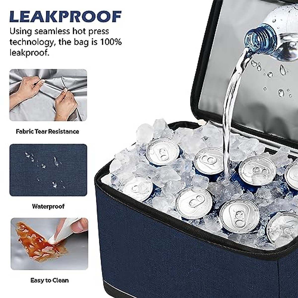 MIYCOO Insulated Lunch Bag for Women Men Leakproof Double Deck Lunch Box Soft Large Lunch bags Cooler Bag Blue