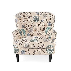 Christopher Knight Home Tafton Fabric Club Chair, White / Blue Floral