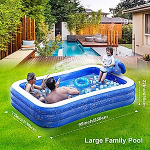 Hamdol Inflatable Swimming Pool, Kiddie Pool with Sprinkler, 99" X 72" X 22" Full-Sized Family Blow up Pool for Kids Toddlers Adults, Lounge Above Ground Pool for Backyard Indoor Outdoor for Age 3+