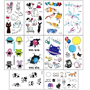 Konsait 300+pcs Temporary Tattoos for Kids Boys Girls Children's Birthday Party Bag Filler Gift Party Favors, 200+ Kids Fake Tattoo Stickers- Animal Fruit Butterfly Monster Fairy Panda Whale