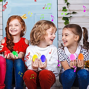 Augshy 24 Packs Shaker Musical Instruments for Kids, 12 Packs Egg Shaker and 12 Packs Wrist Hand Band Jingle Bells