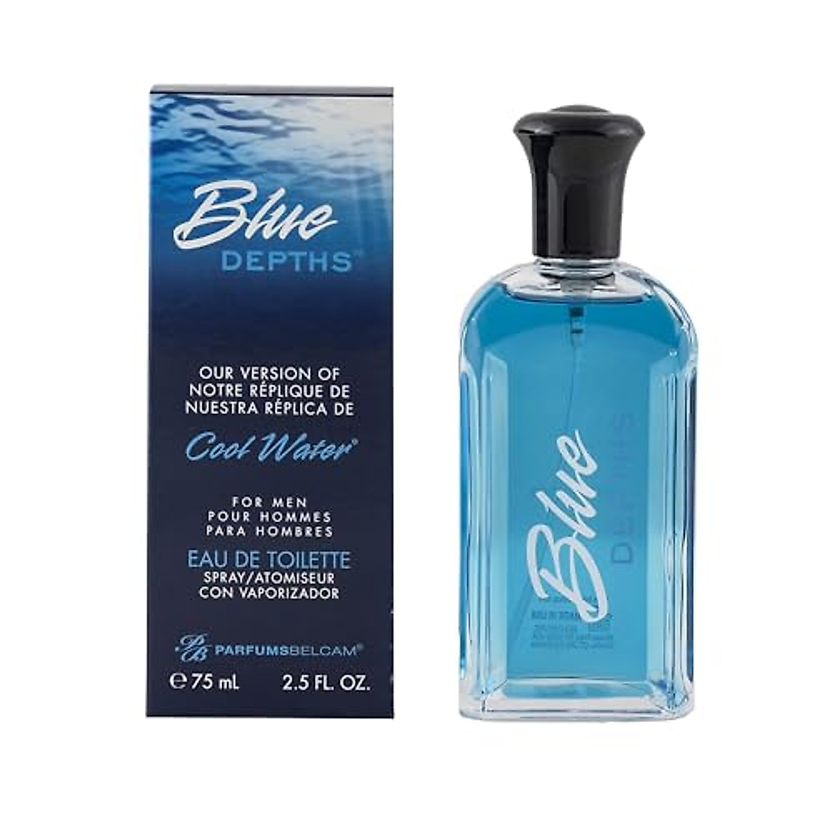 PB ParfumsBelcam Blue Depths Eau de Toilette Spray - Fresh Aquatic Scent (2.5 Fl Oz)