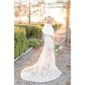 BEAUTELICATE Luxury Bridal Party Evening/Wedding Faux Fur Shawl Wrap Stole