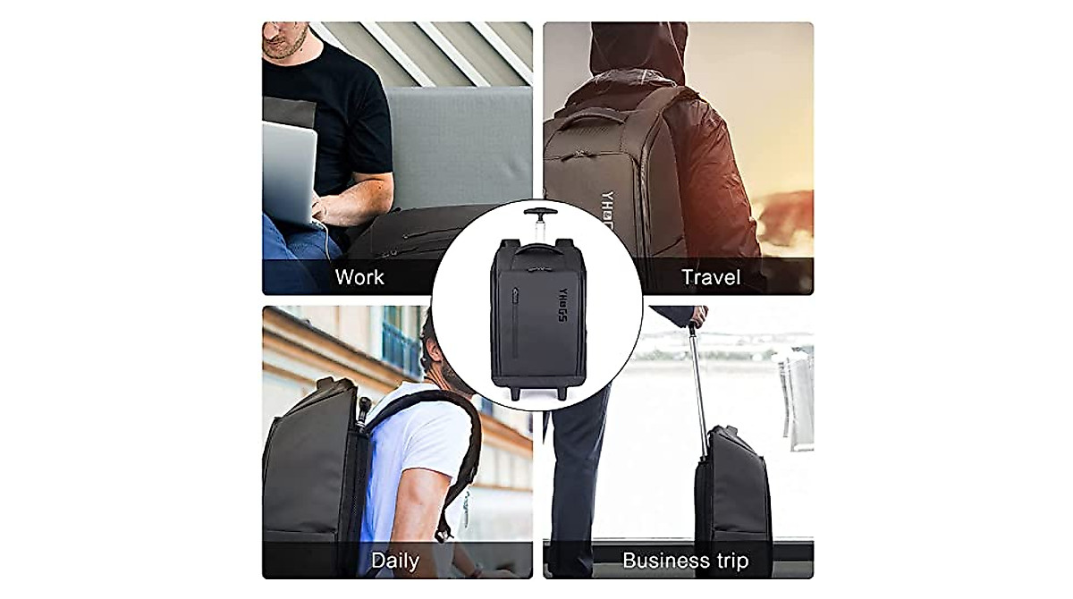 YH&GS Waterproof Rolling Backpack for Laptop & Travel | Durable & Versatile