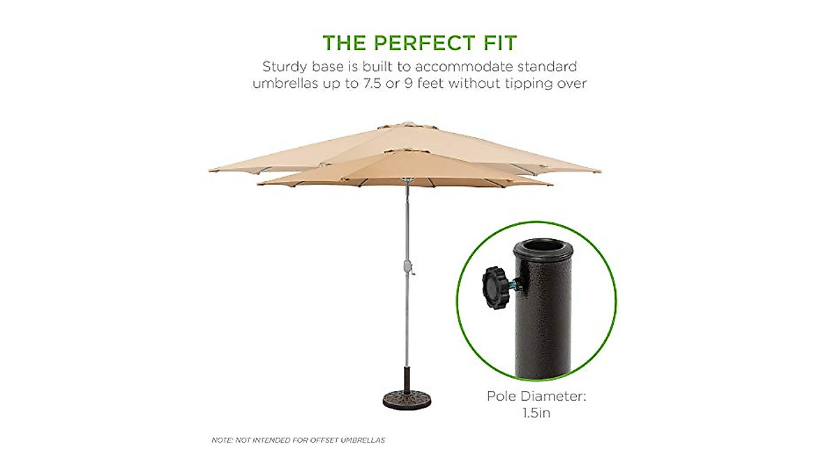 Heavy Duty Patio Umbrella Stand - 29lb Steel Base in Rustic Bronze