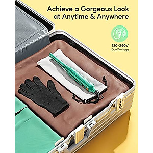 Wavytalk 3/10" Pencil Flat Iron for Short Hair, Edges and Touch-ups, Mini Flat Iron with Adjustable Temp & Anti-Pinch Design, Green