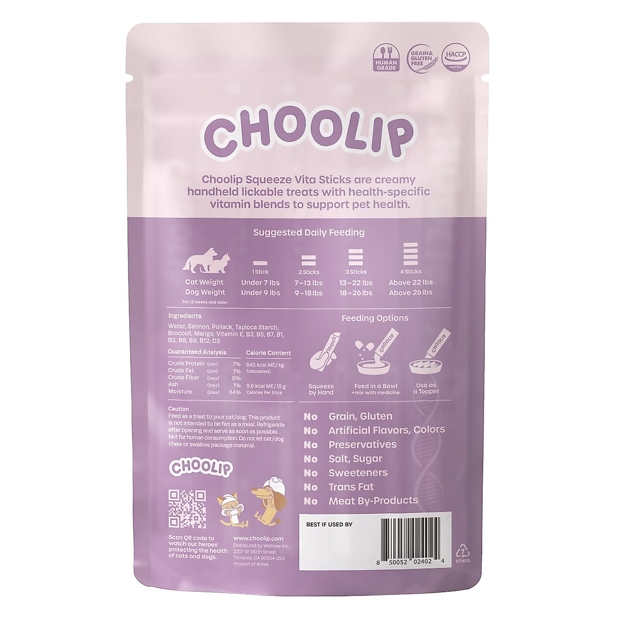 Squeeze Vita Stick Soft Cat Treats and Dog Treats. 7pc Skin and Coat Support Pouch for Cats and Dogs. Lickable Paste for Dog Lick Mat, Senior Cat Food Wet Cat Food Toppers, Multivitamin for Dog Food