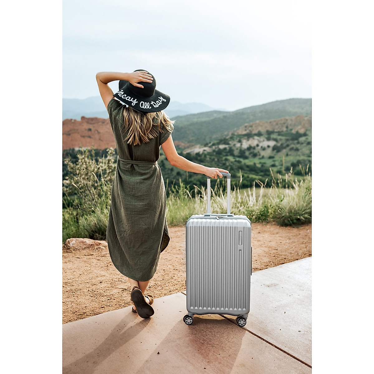 American Tourister Color Spin 2 Piece Carry-On Luggage Suitcases with Wheels, Adjustable Handle, and Elastic Cross Straps, Silver