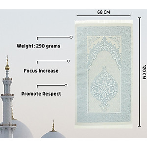 Prien Prayer Rug with Tasbih Bag for Pray, Muslim Gifts Bayram, Mat Salah, Sajadah for Women & Men, Islamic Gift Set for Islam Ramadan, Prayer, Praying, Eid, Quran (Blue)