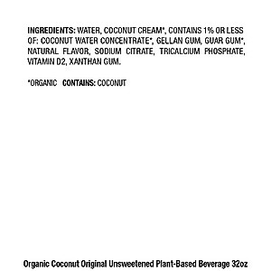 Pacific Foods Organic Unsweetened Coconut Milk, Plant Based Milk, 32 oz Carton (12 Pack)